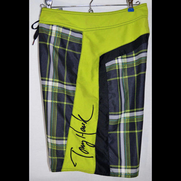 Tony Hawk | Swim | Tony Hawk Board Shorts Swimwear Blacklimewhite Plaid ...